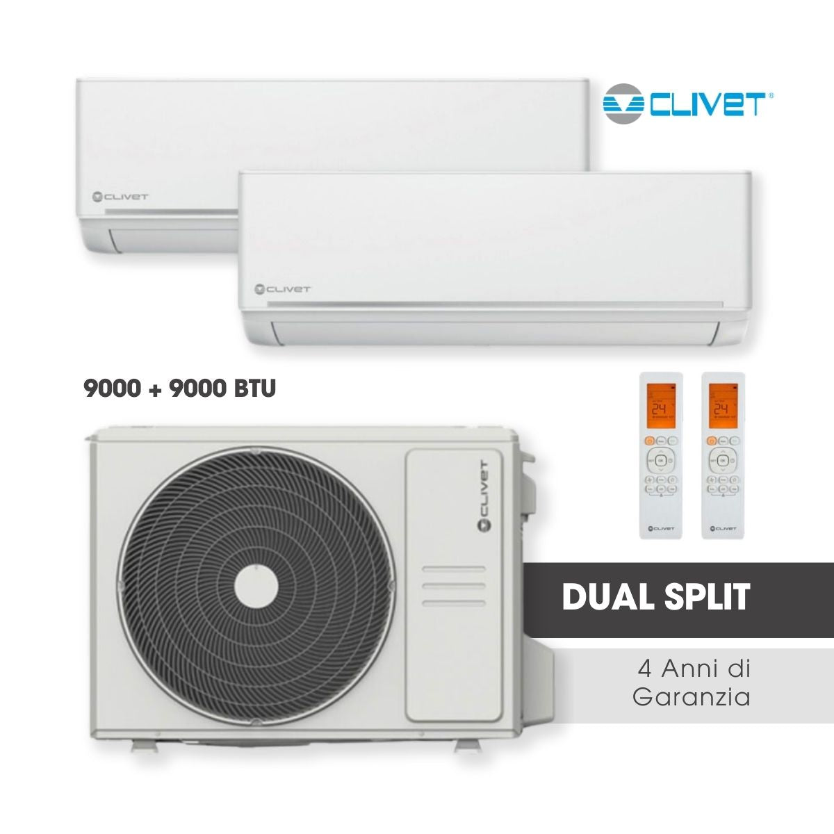 Climatizzatore Dual Split Ezcool Clivet 9 + 9 BTU MU2-Y53M + ILA1-Y27 – ClimaMira